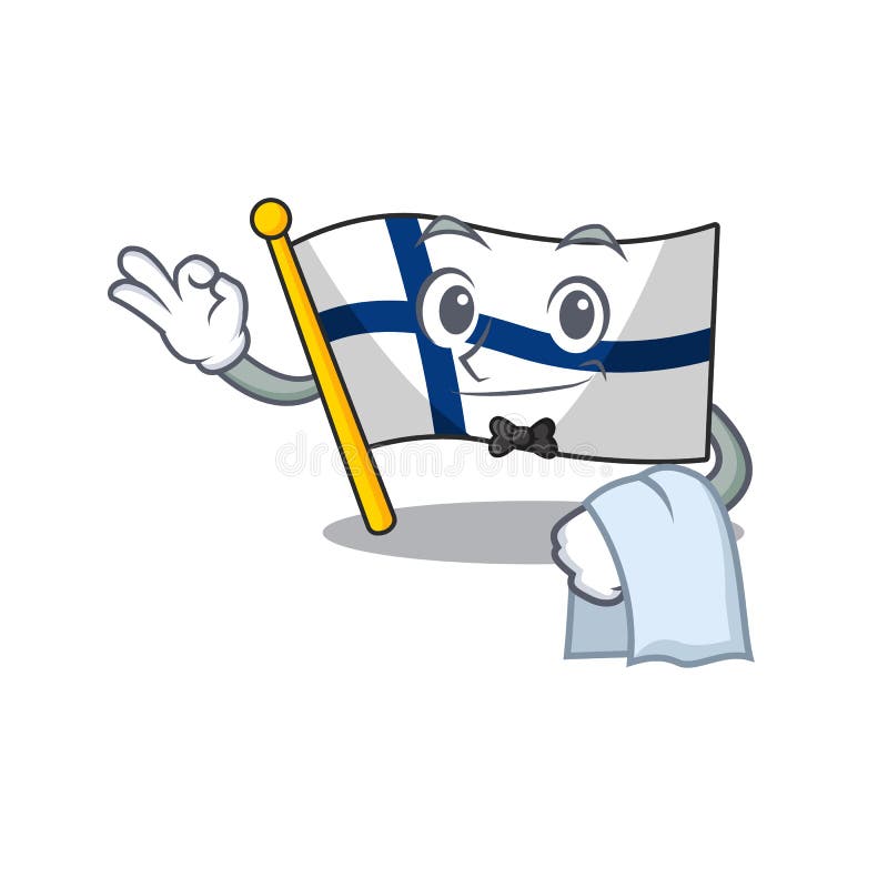 Flag Finland with Board Cartoon Character Design Style Stock Vector ...