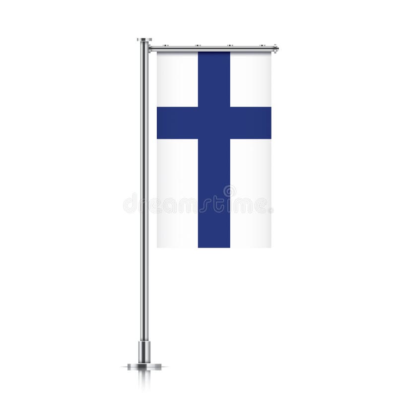 Flag of Finland Hanging on a Pole. Stock Vector - Illustration of metal ...