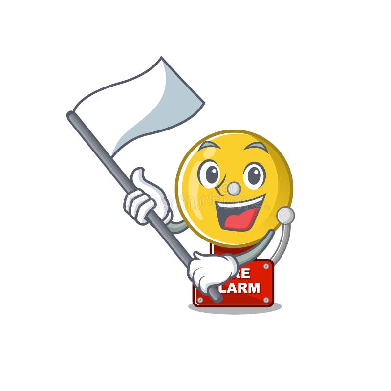 With Flag Fire Alarm in the a Cartoon Stock Vector - Illustration of ...