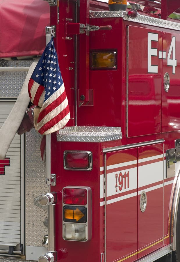 Flag On Fire Truck Picture. Image: 2706741