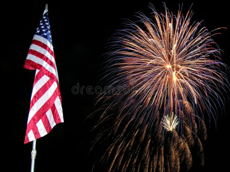 Flag and Fireworks stock photo. Image of july, patriotic - 528746
