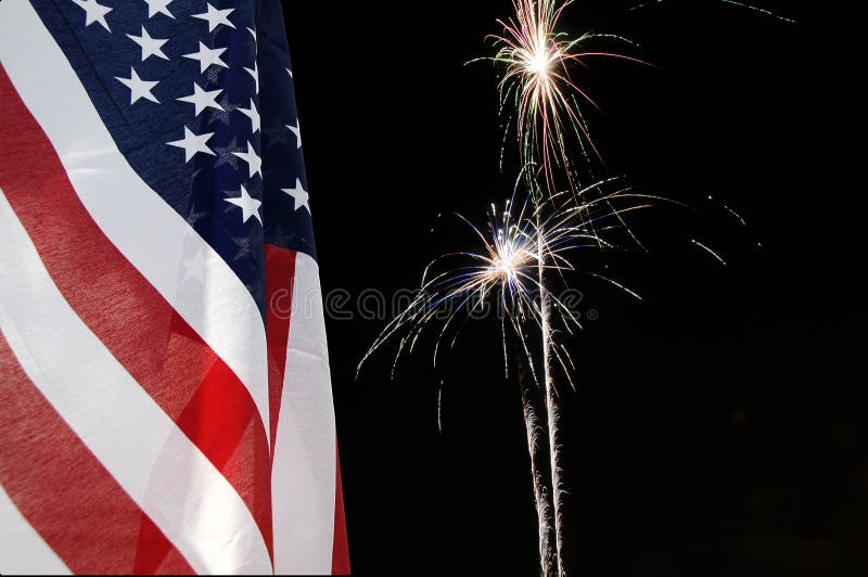 Fireworks over US Flag stock image. Image of america, pride - 1414343