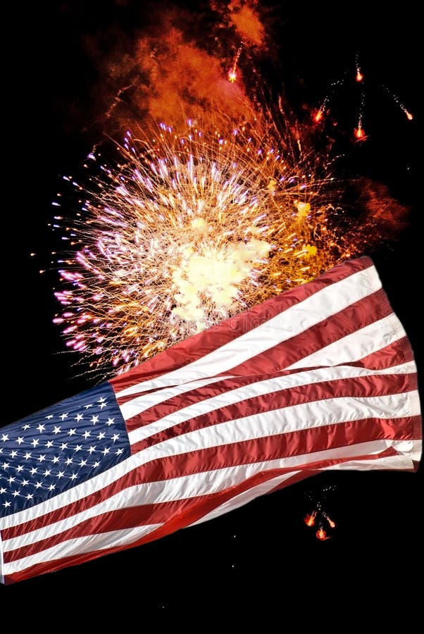 Fireworks over US Flag stock image. Image of america, pride - 1414343