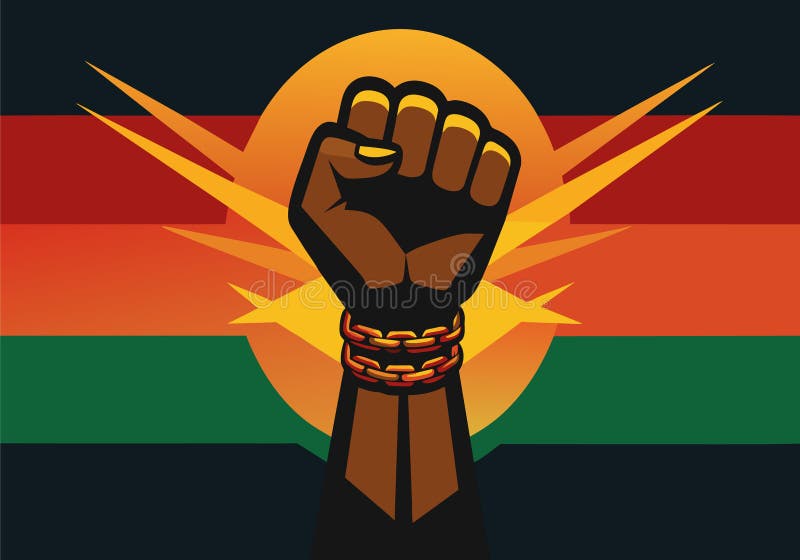 A Flag with a Fist on it and Chains Around the Wrist Stock Illustration ...