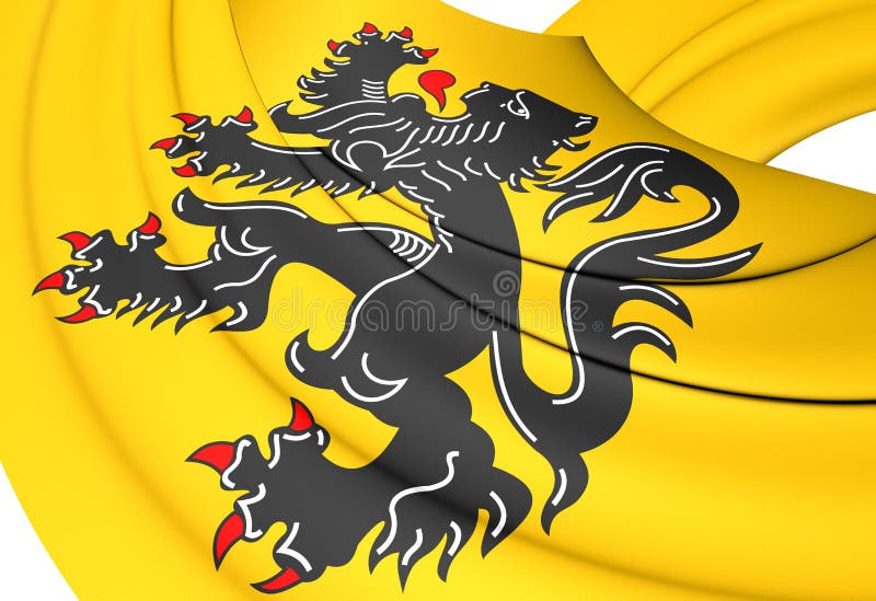Flanders Vlaanderen Region Of Belgium Flag Textile Cloth Fabric Waving ...