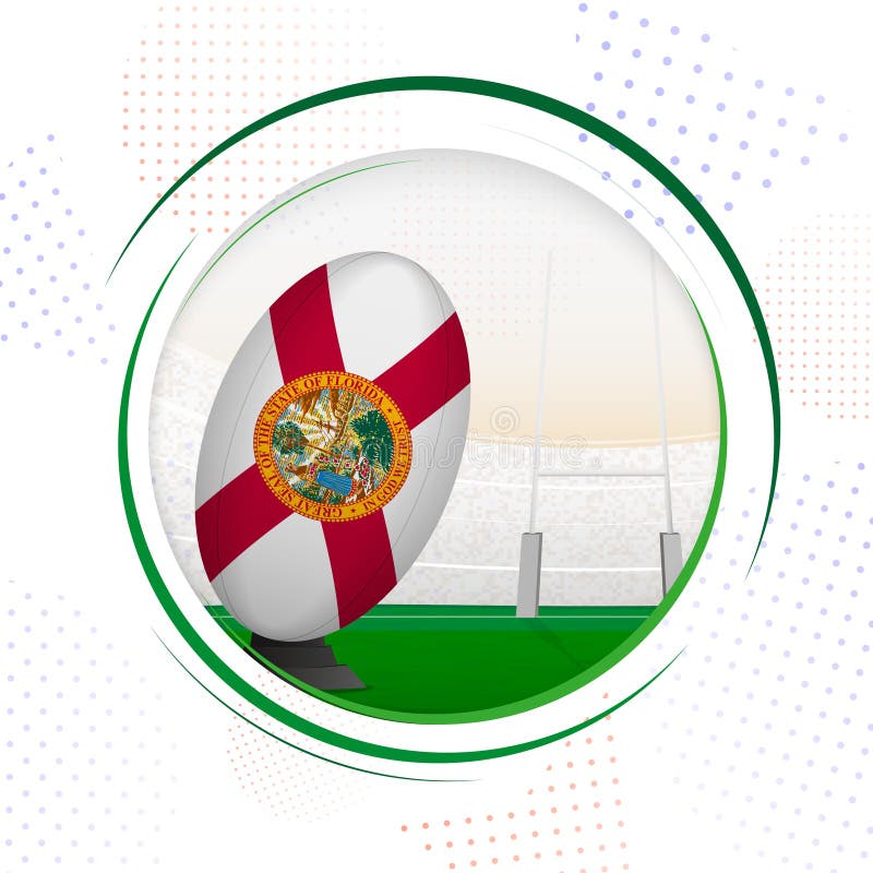 Flag of Florida on Rugby Ball. Round Rugby Icon with Flag of Florida ...
