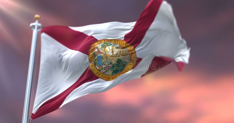 Flag of Florida State at Sunset, Region of the United States - Loop ...