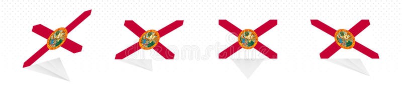 Flag of Florida US State in Modern Abstract Design, Flag Set Stock ...
