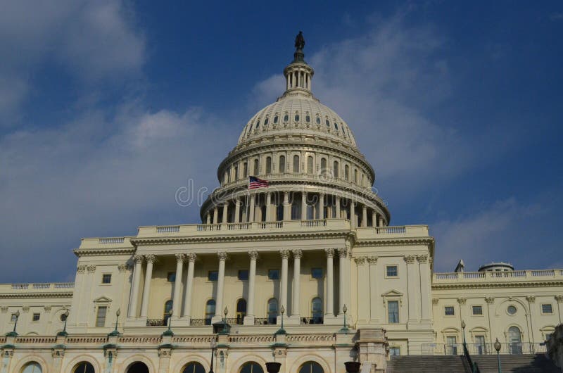 Flag Flying on the US Capitol Building in DC Stock Image - Image of ...