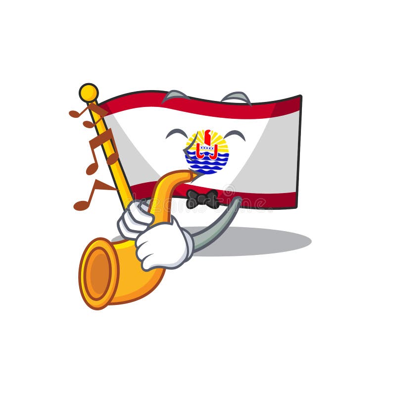 Flag French Polynesia Scroll Cartoon Character Design Performance with ...