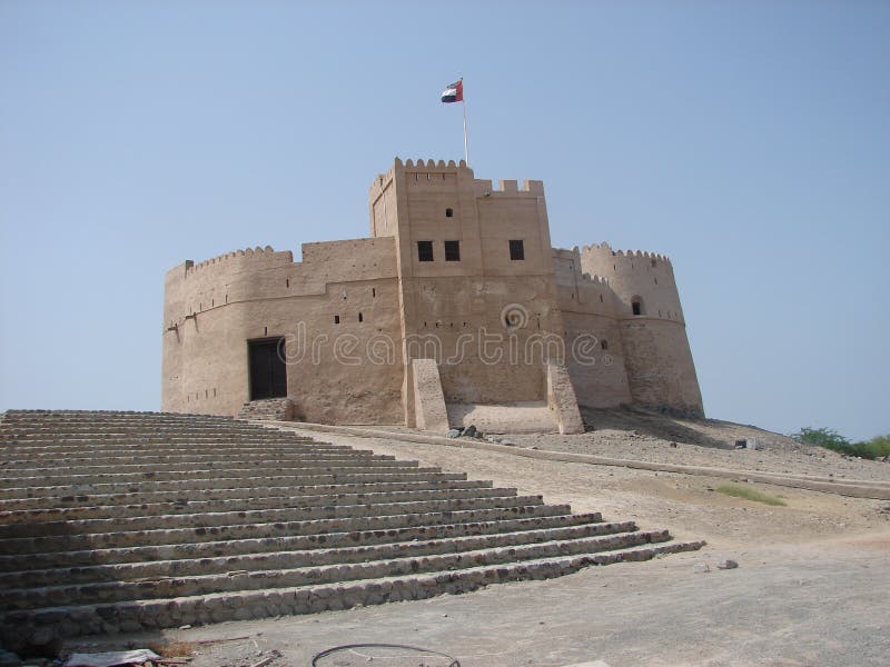 Flag on Fujairah Castle stock photo. Image of middle, fujairah - 967064