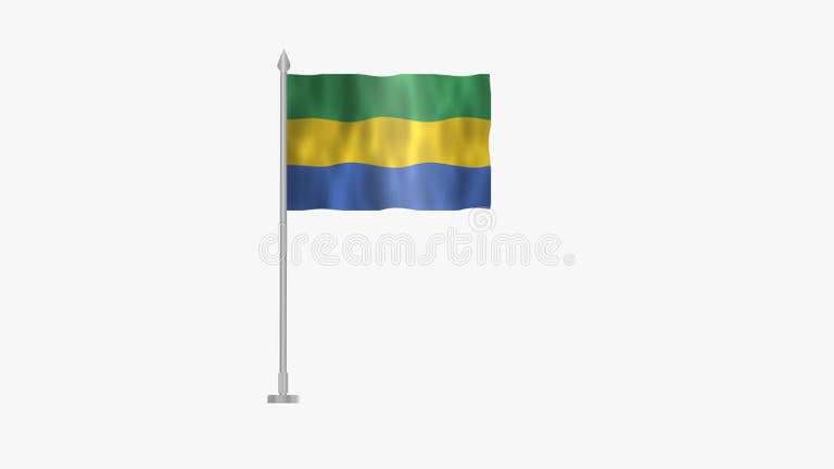 Flag of Gabon, Pole Flag of Gabon, Gabon Flag Waving in the Wind ...