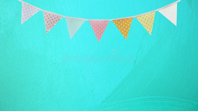 Flag Garland on Bstract Light Blue Wall Texture Background Stock Image ...