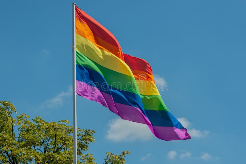 Flag of Gay Pride Movement Painted on Brick Wall Stock Image - Image of ...