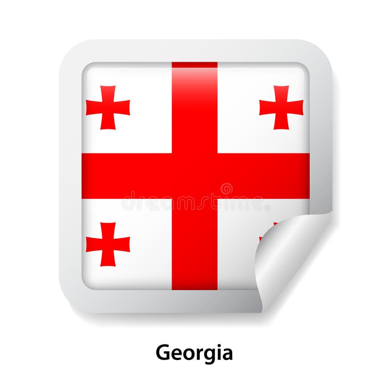 Flag of Georgia. Round Glossy Sticker Stock Vector - Illustration of ...