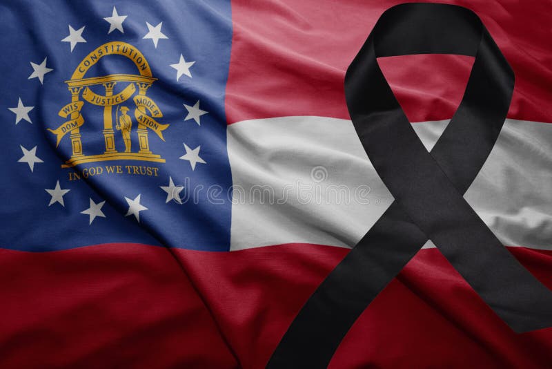 Flag of Georgia State with Black Mourning Ribbon Stock Illustration ...