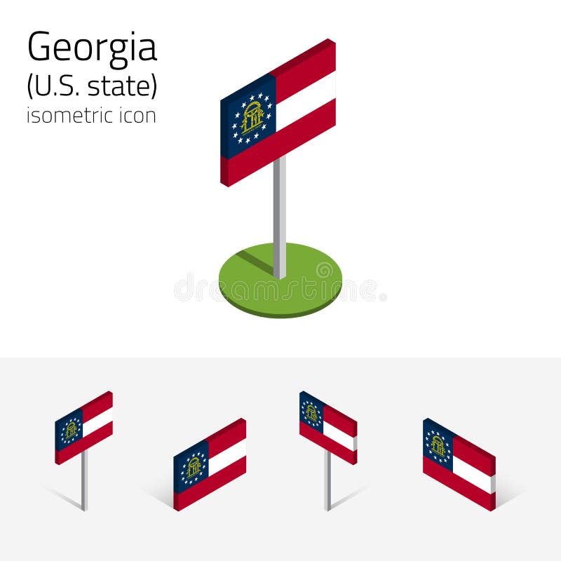 Flag of Georgia USA State, Vector 3D Isometric Icon Stock Vector ...