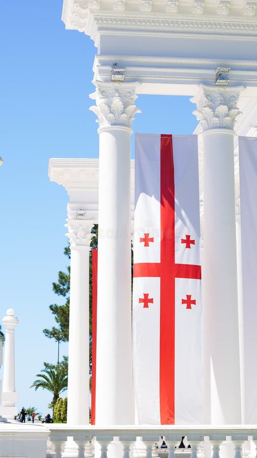 The Flag of Georgia Waves Proudly in the Park, Symbolizing Unity and ...