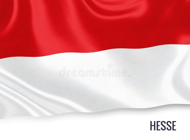 Flag of German State Hesse Waving on an Isolated White Background ...