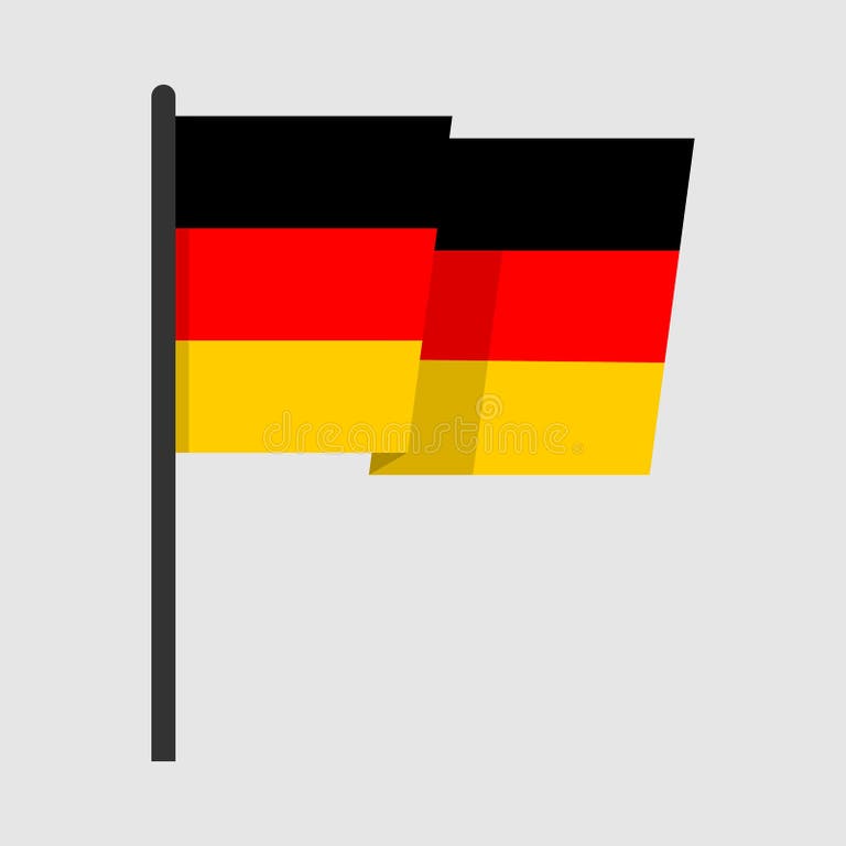 Waving German Flag on a Black Flagpole Stock Vector - Illustration of ...