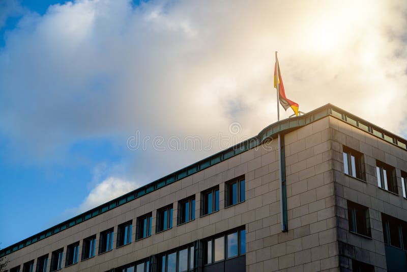 Flag of Germany on a Building in Berlin Stock Image - Image of ...