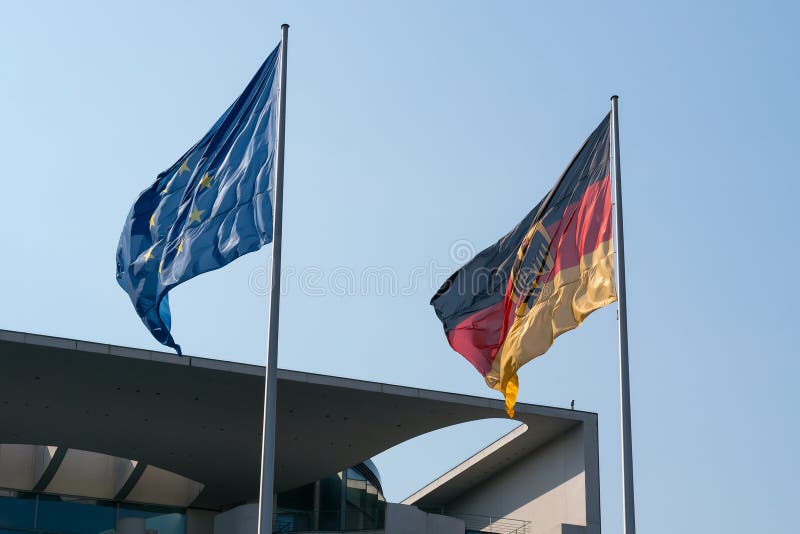 Flag of Germany and EU stock photo. Image of wind, union - 40294636