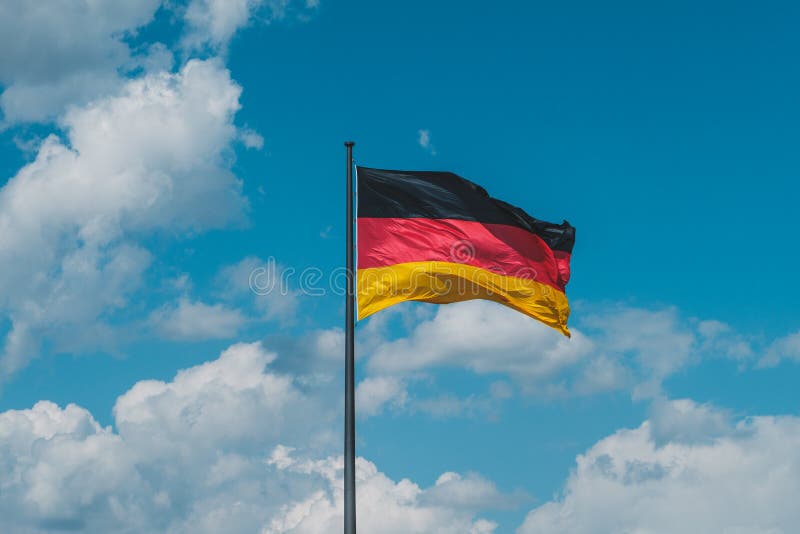 Flag of Germany, German Flag on Flagpole Stock Image - Image of outdoor ...