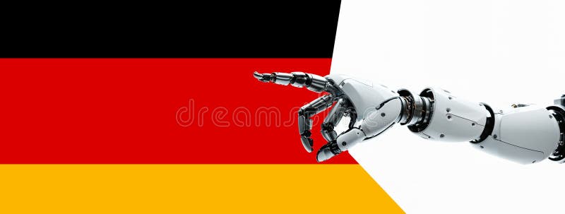 Flag of the Germany and Robot Arm with Hand Pointing, AI Technology ...