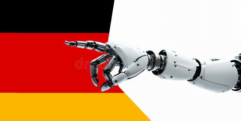 Flag of the Germany and Robot Arm with Hand Pointing, AI Technology ...