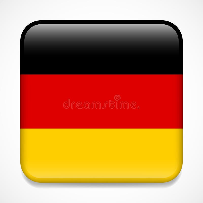 Flag of Germany. Square Glossy Badge Stock Vector - Illustration of ...