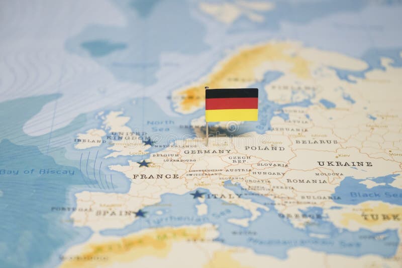 The Flag of Germany in the World Map Stock Image - Image of flag ...