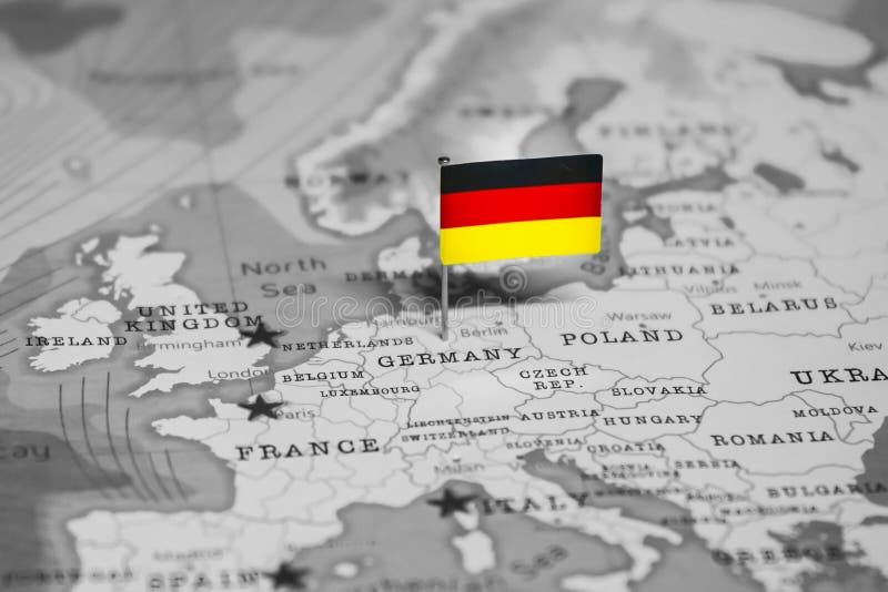 The Flag of Germany in the World Map Stock Image - Image of destination ...