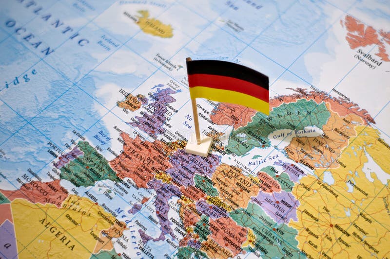 Germany on World Map with Flag Stock Image - Image of earth, travel ...