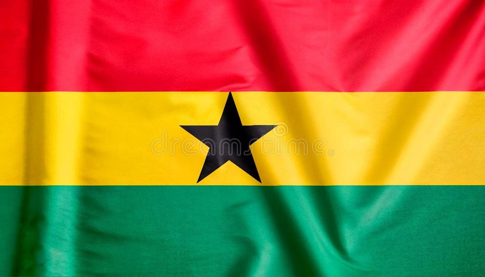 Flag of Ghana with Visible Satin Texture Stock Illustration ...