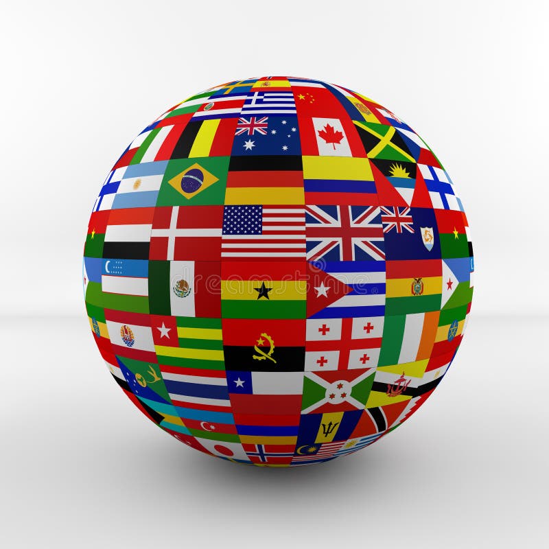 Flag Globe with Different Country Flags Stock Illustration ... Flag Globe with Different Country Flags Stock Illustration ...