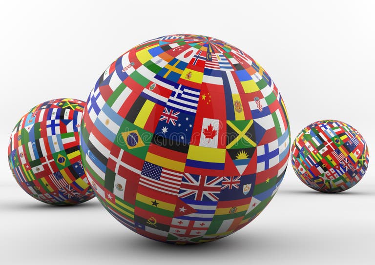 Flag Globe with Different Country Flags Stock Illustration ...
