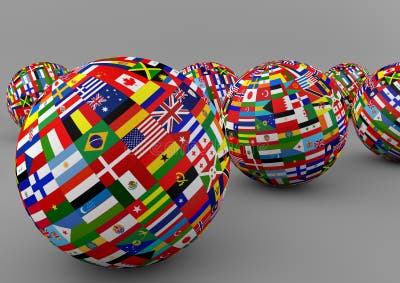 Flag Globe with Different Country Flags Stock Illustration ...