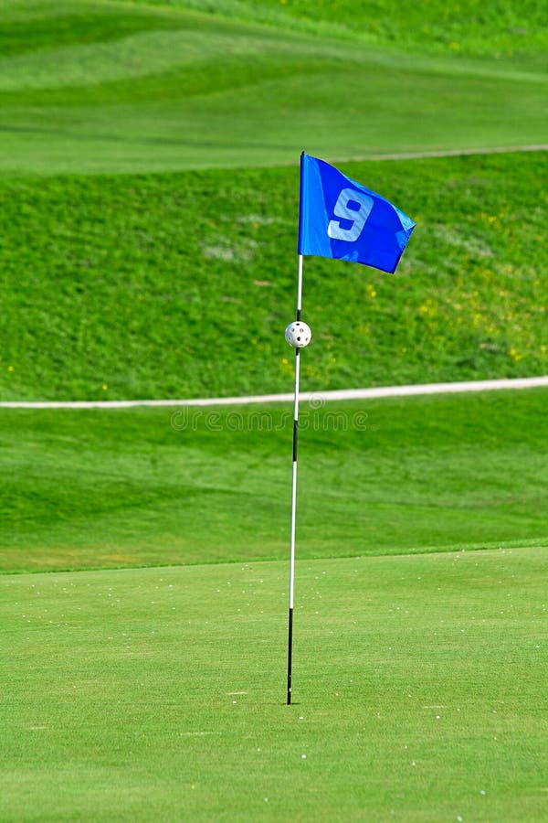 Flag on golf course stock image. Image of hobby, finished - 19508047