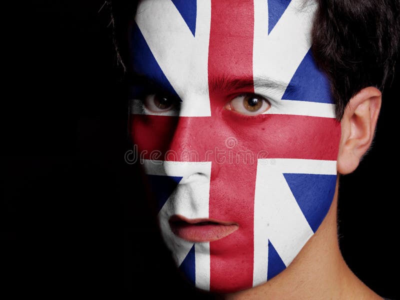 British Flag - Male Face stock photo. Image of aggressive - 3109658