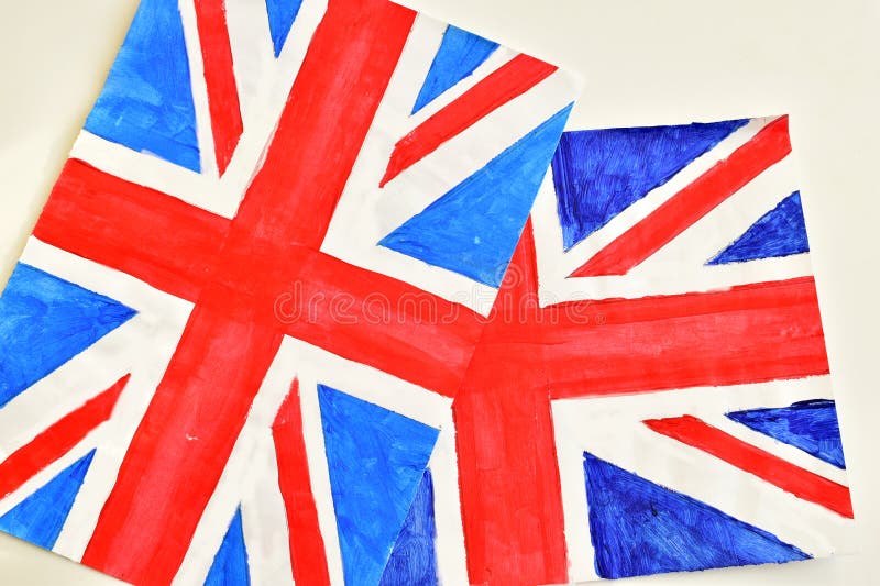 The Flag of Great Britain Painted with Paints. Stock Image - Image of ...