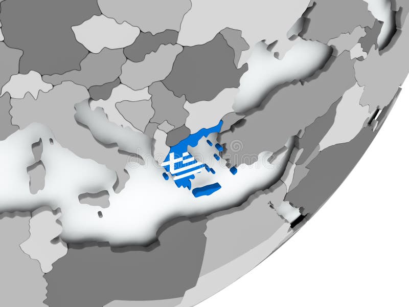 Flag of Greece on map stock illustration. Illustration of national ...