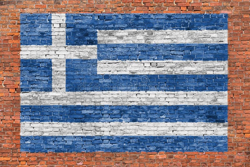 Flag of Greece Painted Over Brick Wall Stock Image - Image of country ...