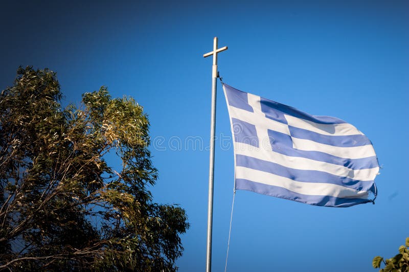 Flag greken fotografering för bildbyråer. Bild av vind - 56380133