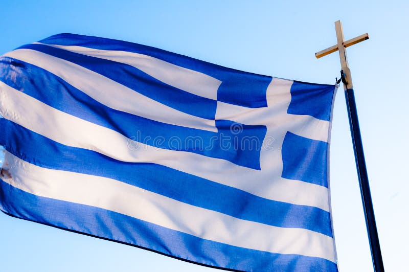 Flag greken fotografering för bildbyråer. Bild av vind - 56380133