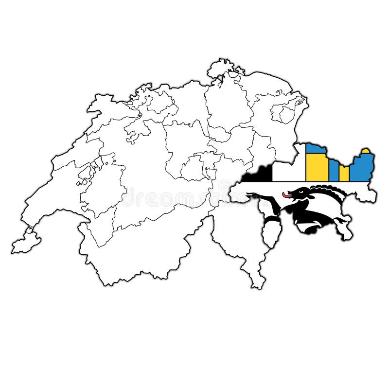 Map of Grisons in Switzerland Stock Vector - Illustration of contour ...