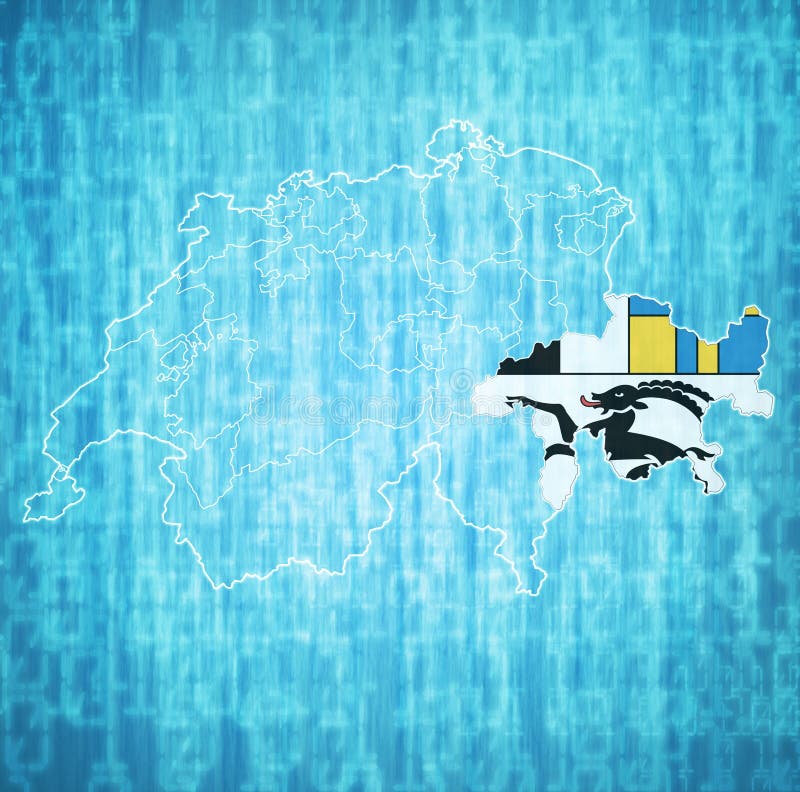 Flag of Grisons Canton on Map of Switzerland Stock Illustration ...