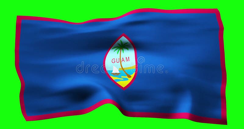 Flag of Guam Realistic Waving on Green Screen. Seamless Loop Animation ...
