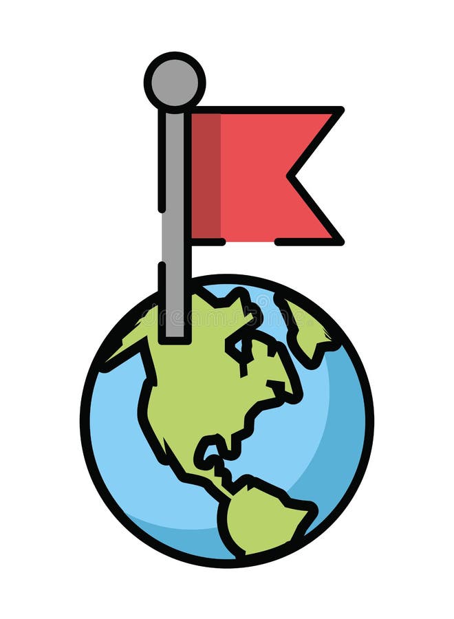 Flag Guide Position with World Planet Stock Vector - Illustration of ...
