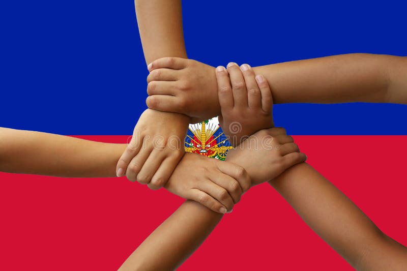 Flag of Haiti, Intergration of a Multicultural Group of Young People ... Flag of Haiti, Intergration of a Multicultural Group of Young People ...