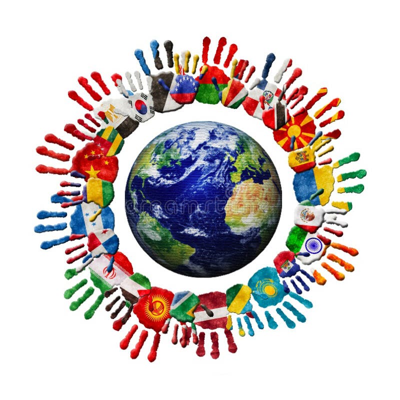 Flag Hands of Around the World Stock Illustration - Illustration of ...